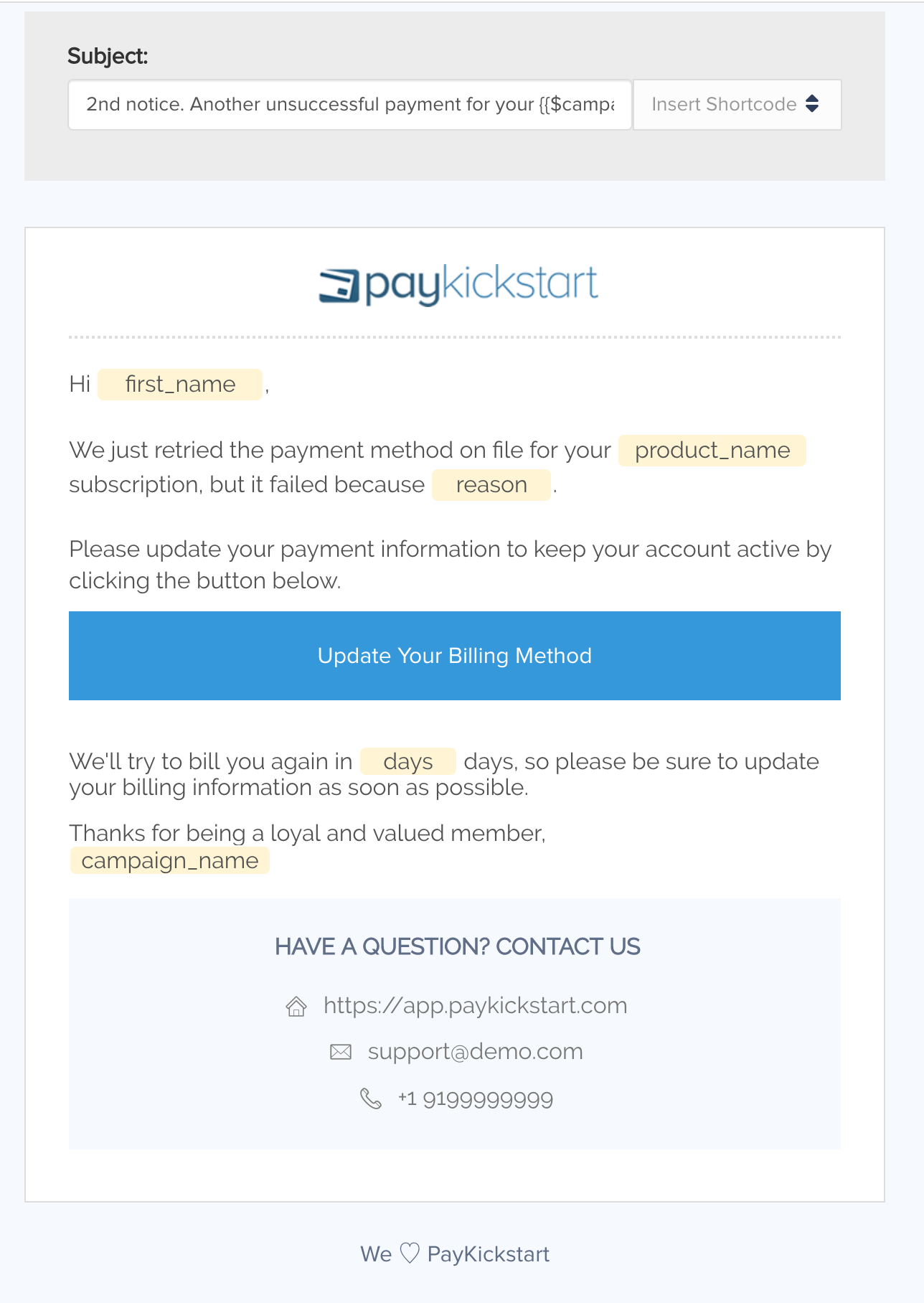 8 Dunning Email Templates for Inspiration | PayKickstart